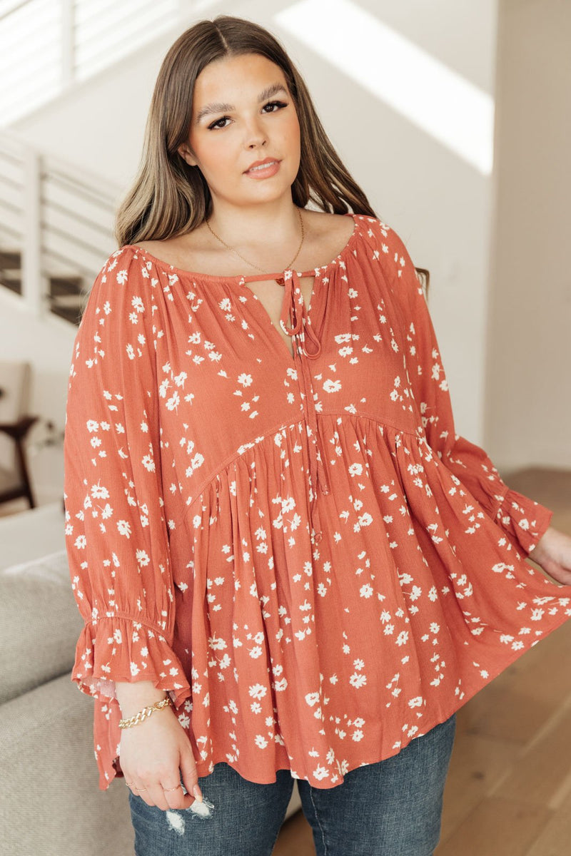 DOORBUSTER Daisy Flow Blouse In Rust – Wave & Cactus